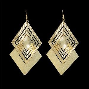 Jewelry | Bohemian Vintage Rhombus Drop Earrings Gold Color | Poshmark